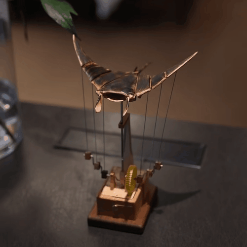 Original Handcrafted Wooden Manta Ray Automata – Smooth Gliding Motion