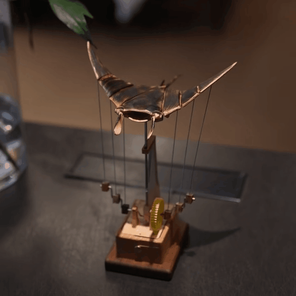 Original Handcrafted Wooden Manta Ray Automata – Smooth Gliding Motion