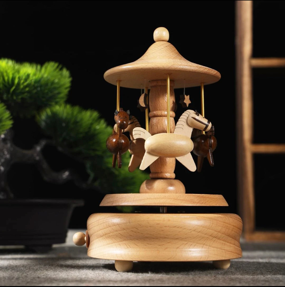 Handmade Wooden Craft Carousel - A Natural and Original Rotating Gift ...