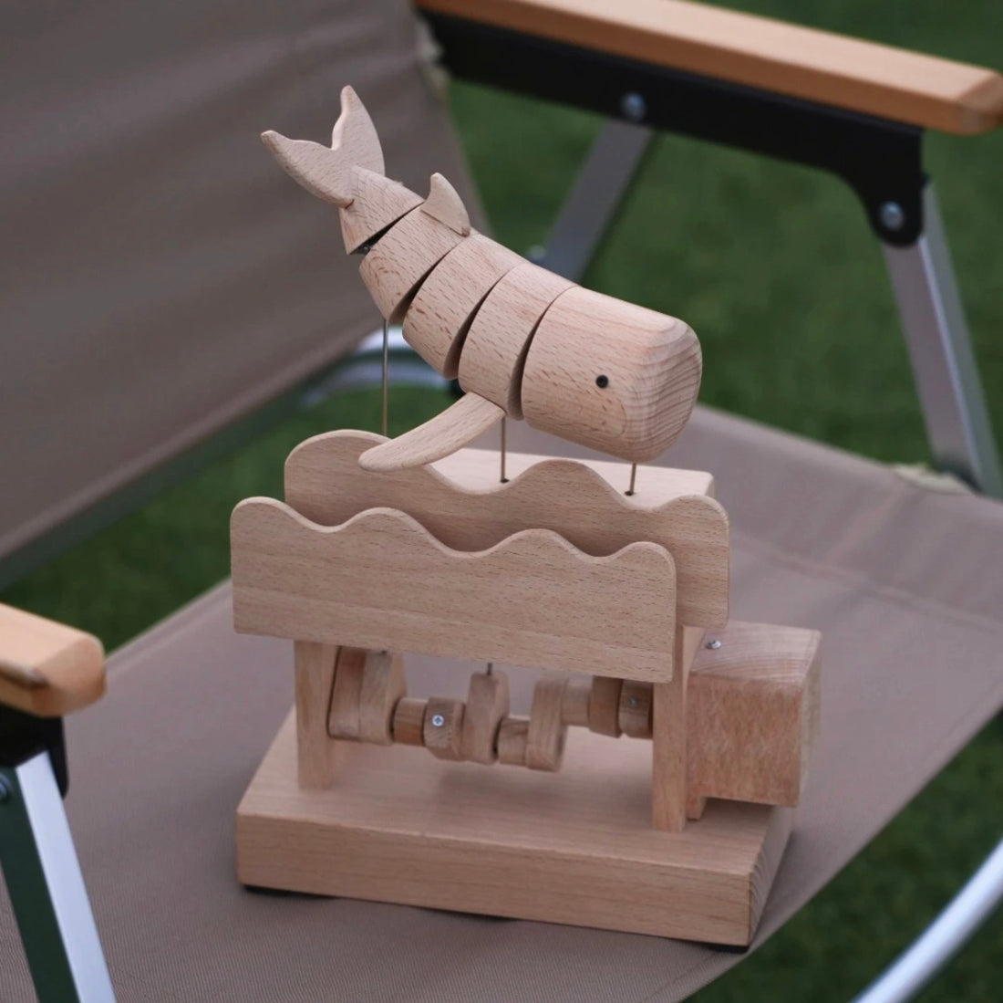 Original Hand Carved Wooden Automata Craft Floating Whale