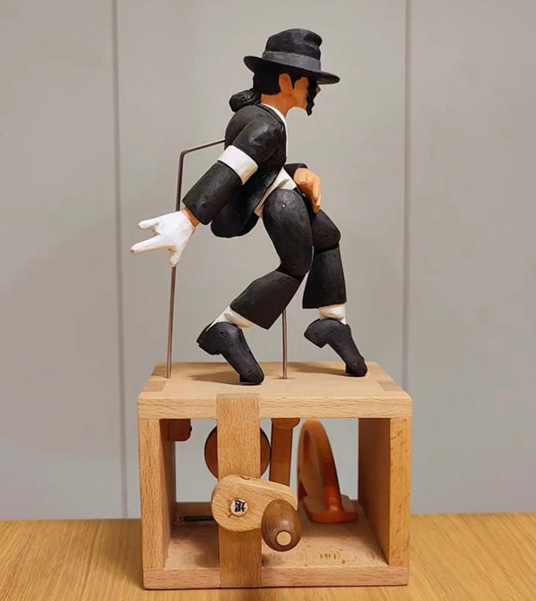 Hand-Carved Wood Automata Dancing MJ