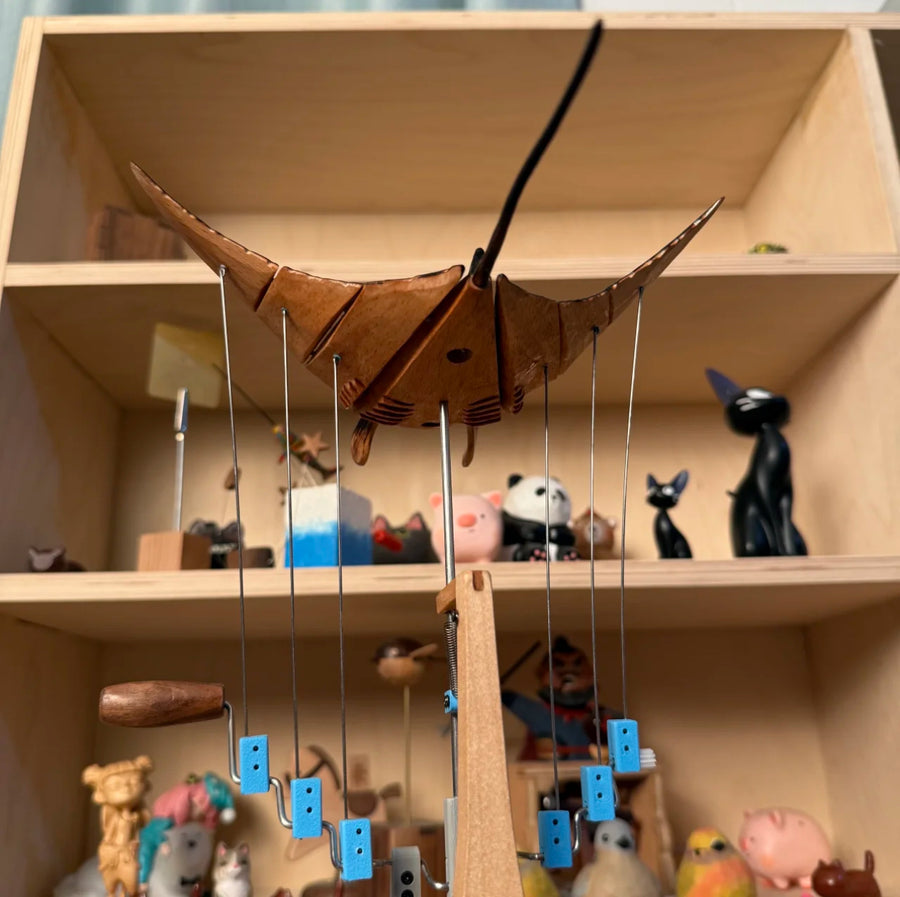 Handcrafted Wooden Manta Ray Automata – Smooth Gliding Motion Inspired