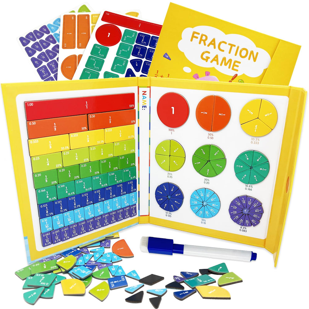 Magnetic Fraction Learning Kit for Kids – Colorful Math Manipulatives